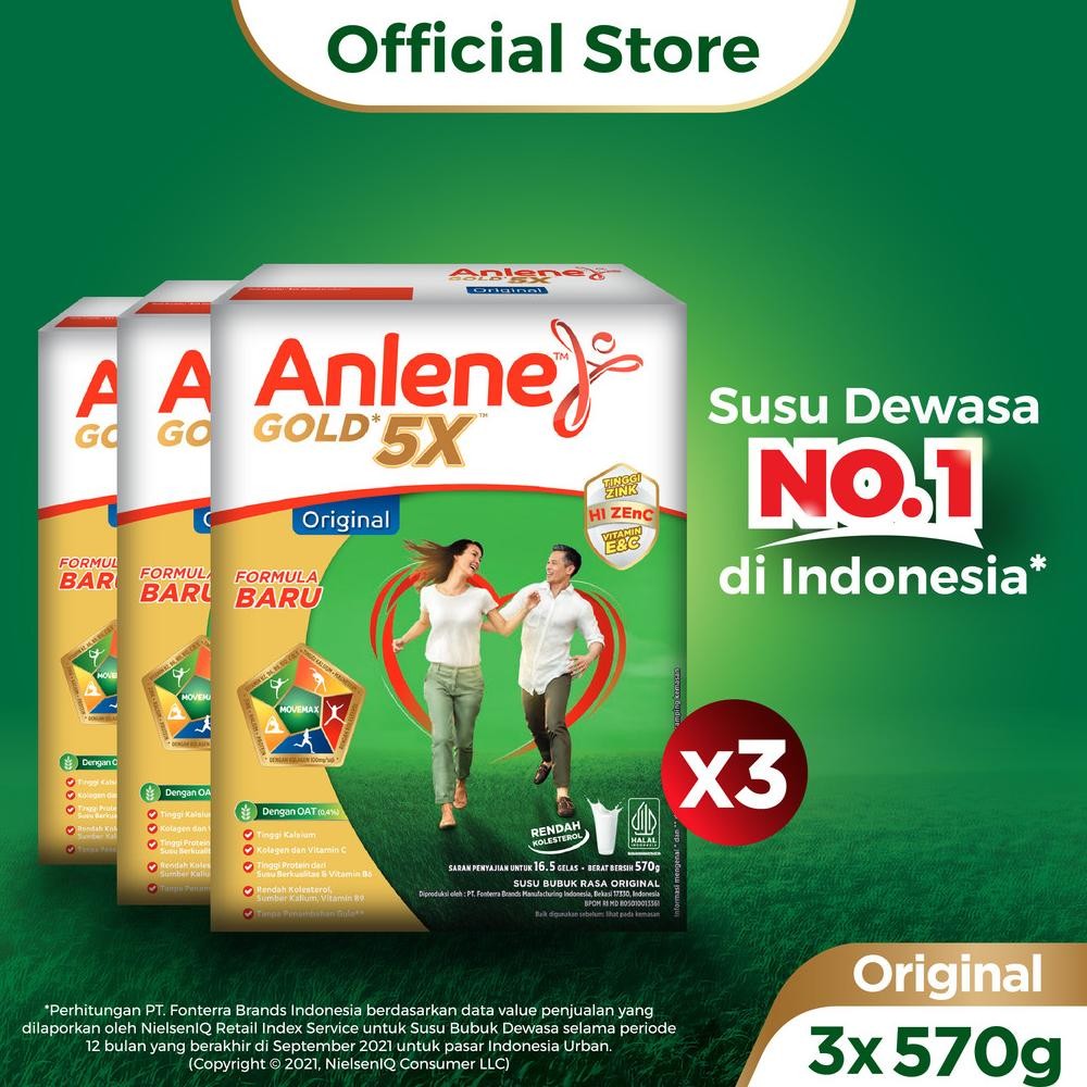 Jual NO_MORE Anlene Gold 5X Susu Bubuk Dewasa Original 570g 3 pcs ...