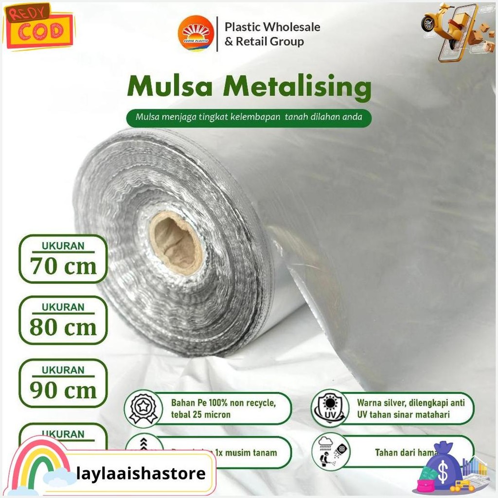 Jual Plastik Mulsa Perak 1 Roll 7 Kg Mulsa Grenjeng Lebar 70 Cm Gratis ...