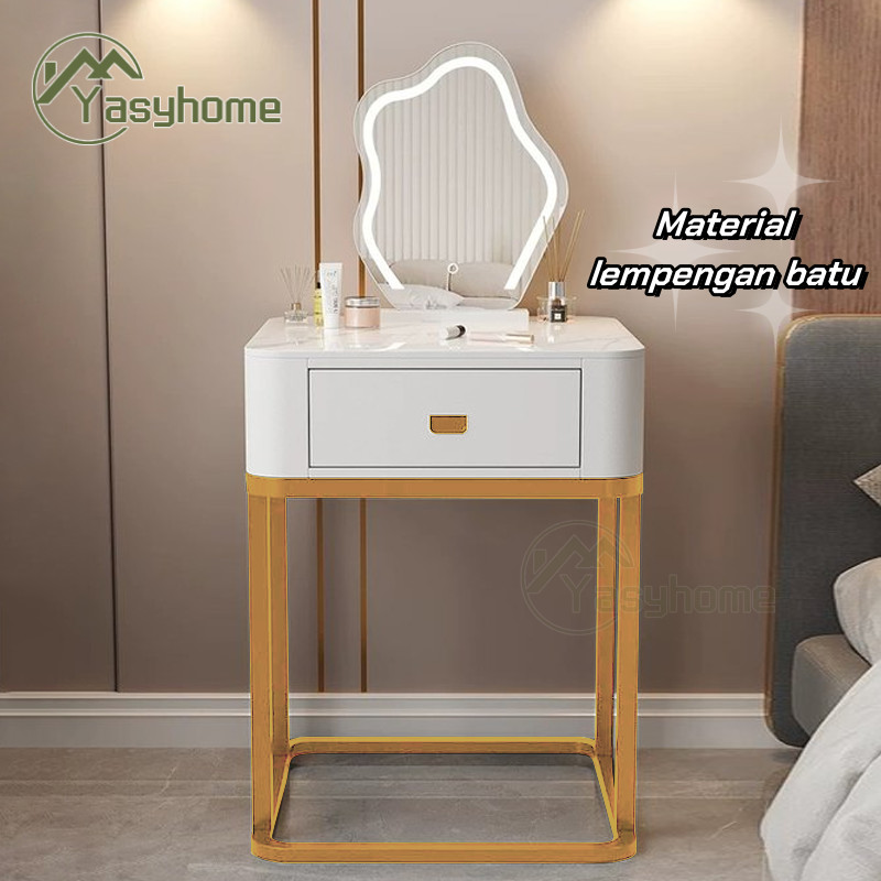 Jual Meja Rias Marmer berisi lampu LED Cermin 60*60cm Batu Sinter ...
