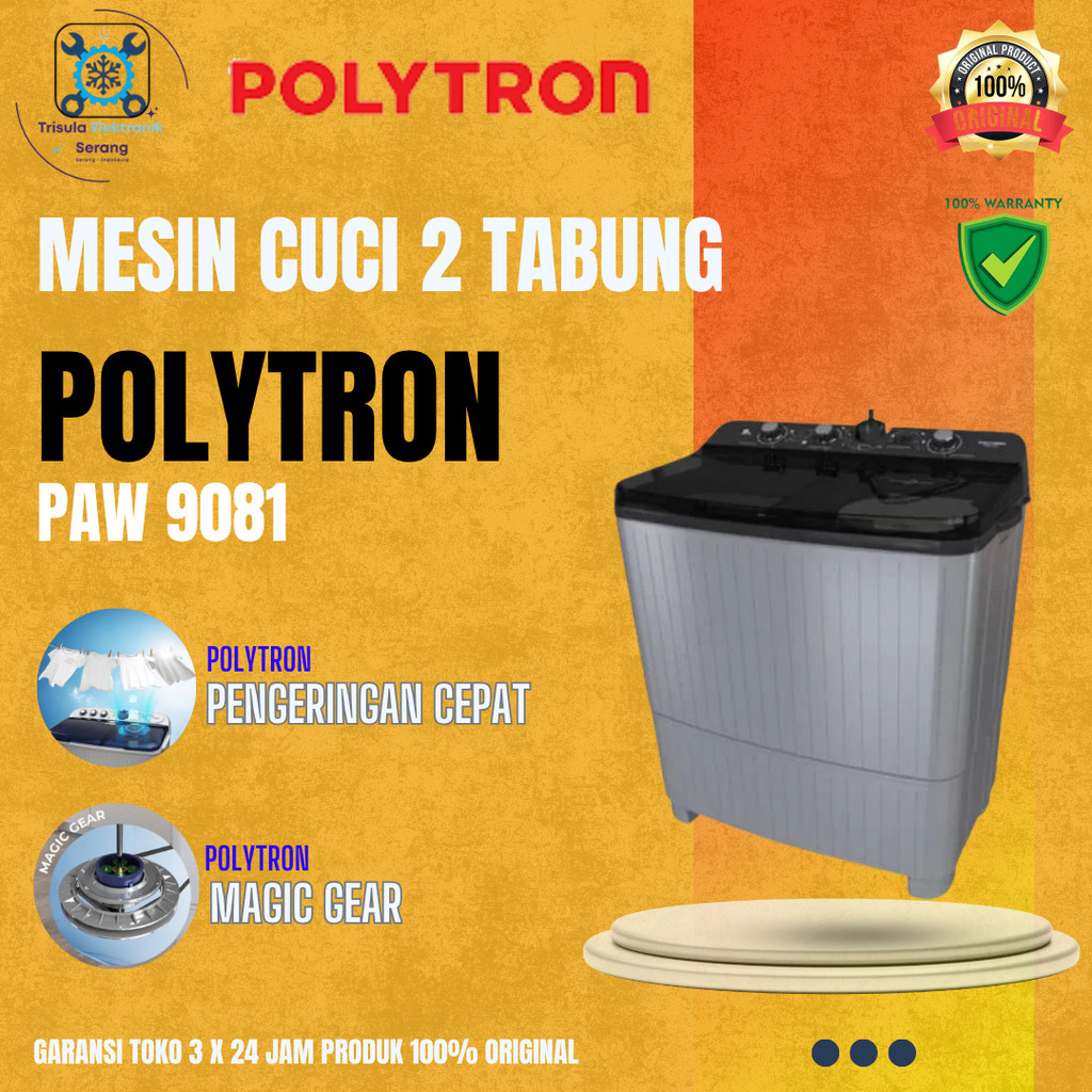 Jual Polytron Mesin Cuci PWM9081 / PWM 9081 Kapasitas 9Kg Teknologi ...