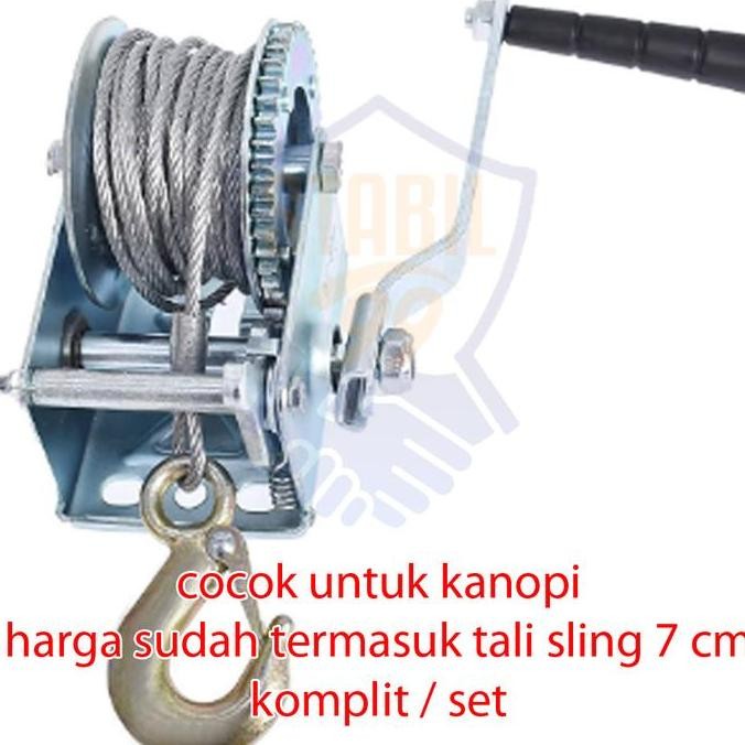 Jual Katrol Set+ Tali Sling 7 Meter Kerekan Engkol Sleding Kanopi Atap ...