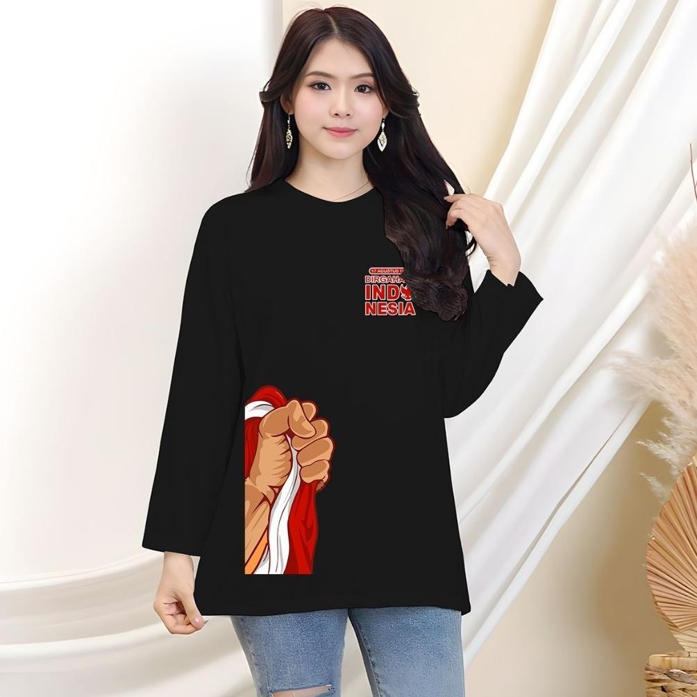 Jual Ed-7 Kaos Oversize Lengan Panjang Dewasa 17 Agustus/Kaos Hut Ri Kemerdekaan Indonesia ...