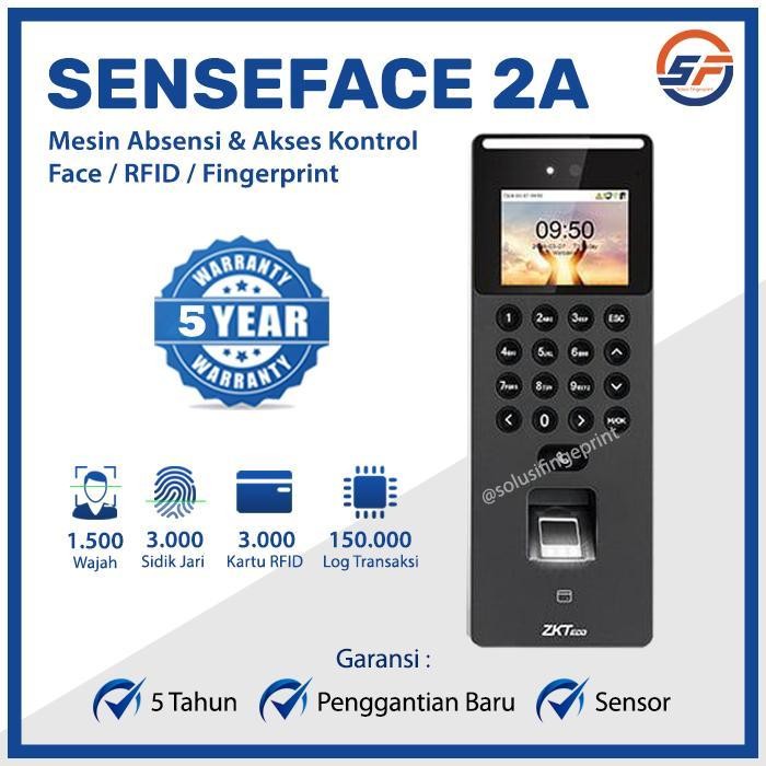 Jual Pe Fingerprint Absensi Dan Kartu Rfid Wajah Zkteco Senseface 2A ...