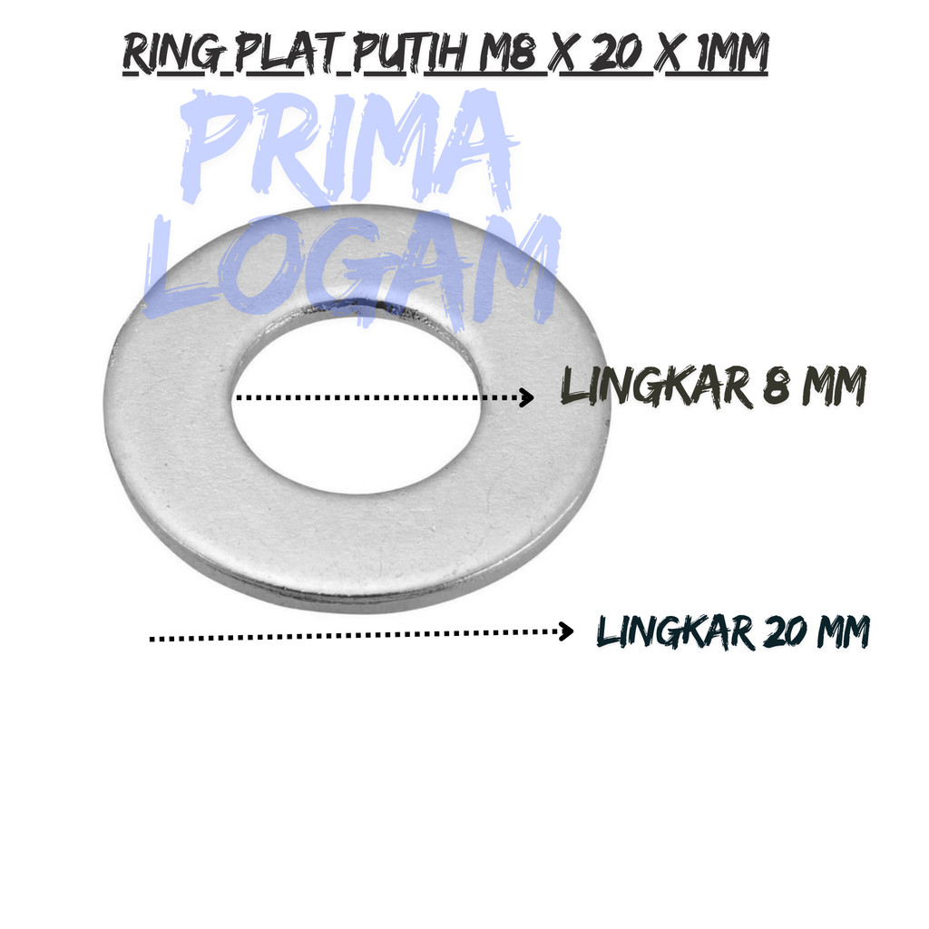 Jual RING PLAT PUTIH / WASHER PLAT UKURAN M5 M6 M8 x 23 [Tebal 1&2mm ...
