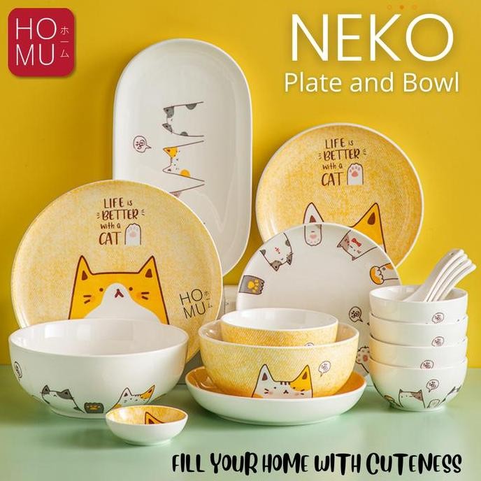 Jual Homu Neko Piring Makan Keramik Motif Kucing Lucu Cute Ceramic Cat ...