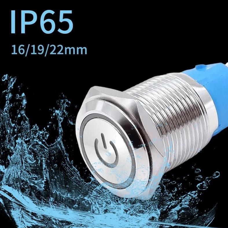 Jual Saklar Latching 12V 24V 220V 22mm Logo Ring Self Locking Push Button Switch Waterproof ...