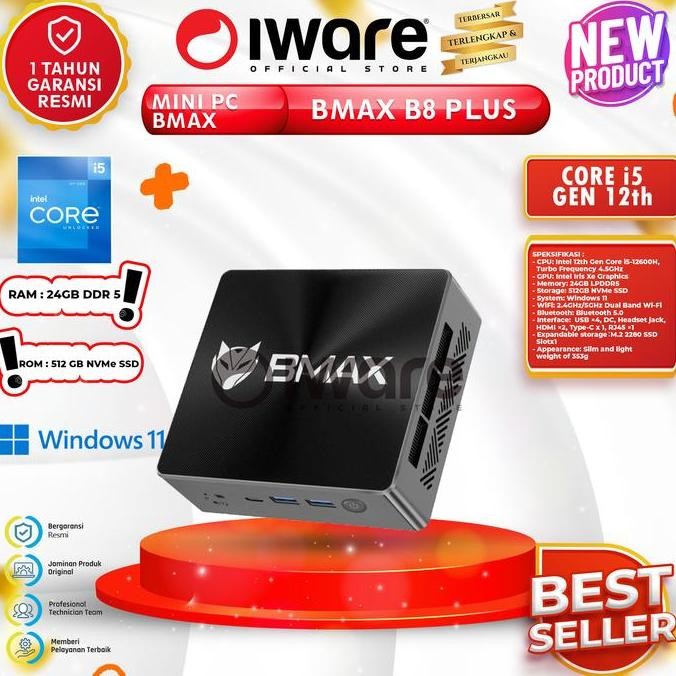 Jual Mini Pc Bmax B8 Power Core I9 Gen 12 24Gb/1Tb Windows 11 Hdmi Type ...