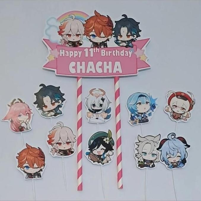 Jual TOPPER CAKE - HIASAN KUE GAMBAR GENSHIN IMPACT CHIBI BISA CUSTOM ...