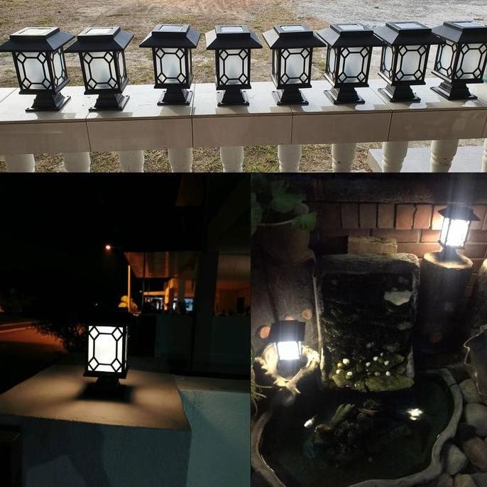 Jual Lampu Pagar Taman Surya 5 LED Model Minimalis Besar / lampu tenaga ...