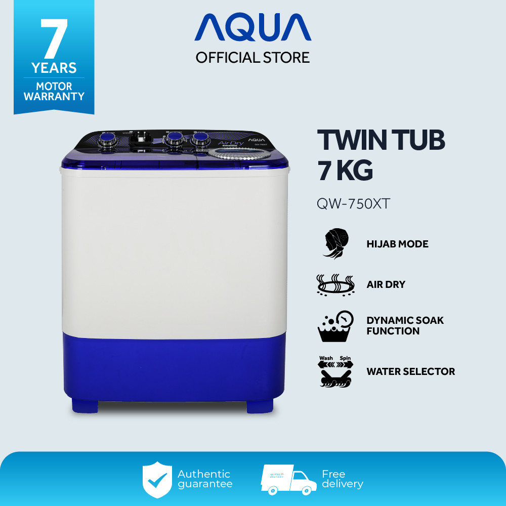 Jual AQUA Elektronik WASHING MACHINE TWINTUB QW-750XT | Shopee Indonesia