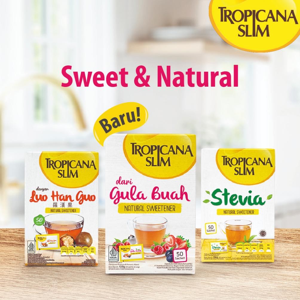 Jual Tropicana Slim Sweetener Stevia 100 Sachet - Pemanis Alami untuk ...