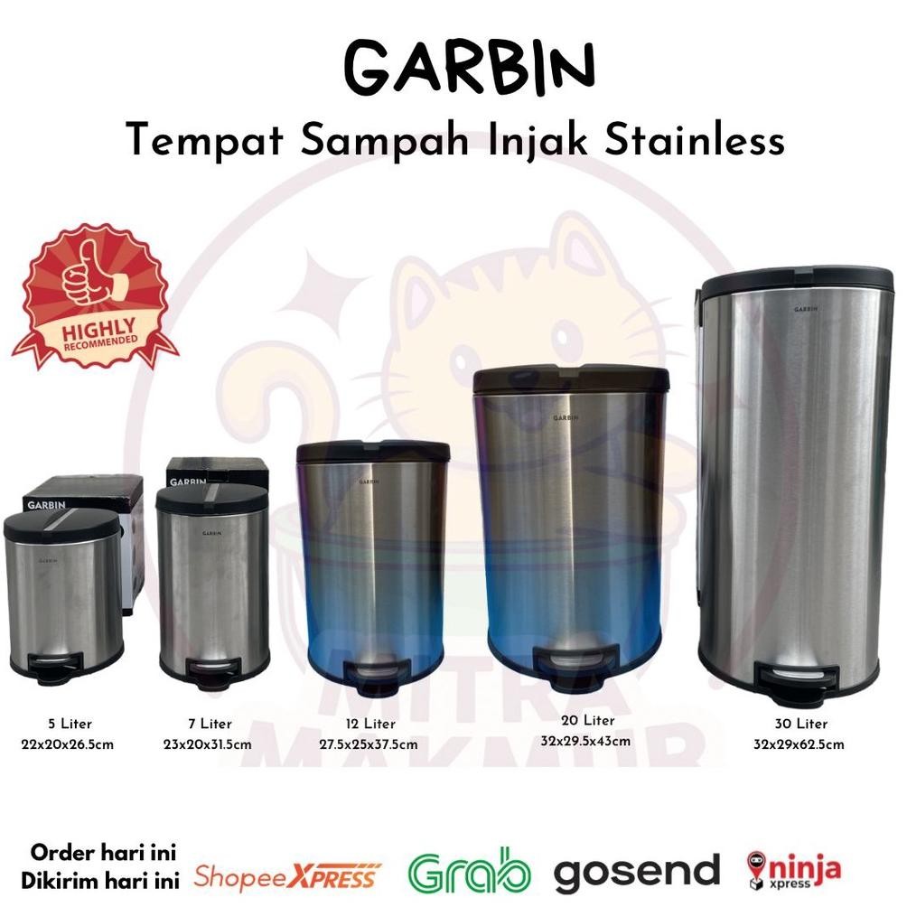 Jual Garbin - Tempat Sampah Injak Pedal Stainless 5L 7L 12L 20L 30L Tong Sampah Injek Baru ...