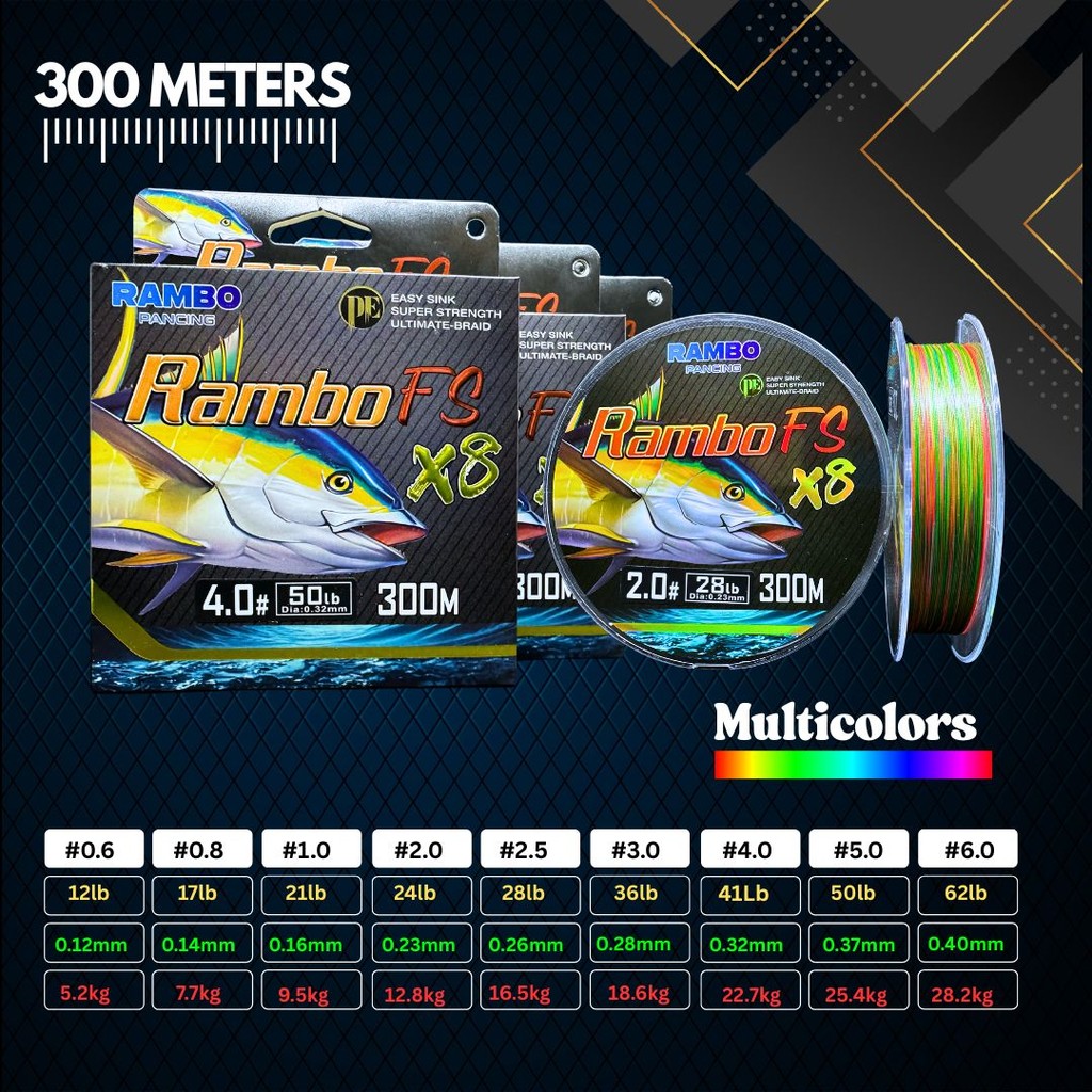 Jual PE RAMBO FS 300M | MULTICOLOR | | Shopee Indonesia