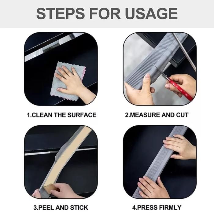 Jual STEP NOSING KARET DENGAN PEREKAT ABU HITAM - 130 METER | Shopee ...