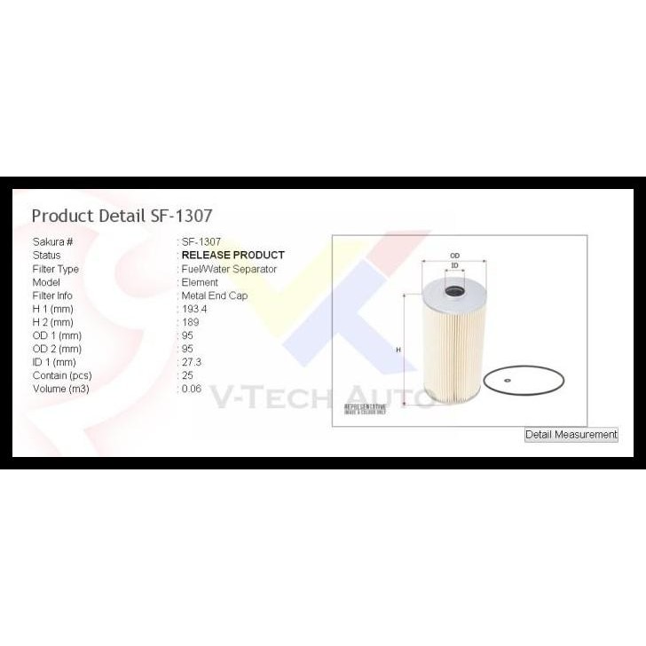 Jual DISKON FUEL FILTER SOLAR HINO S2340-11730 S234011730 SF-1307 ...