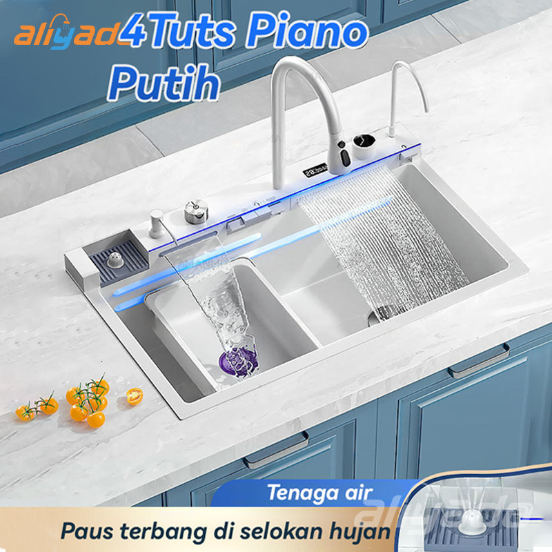 Jual Luxury Series Kitchen Sink Putih 4+1 Tuts Piano dengan LED& Honey ...