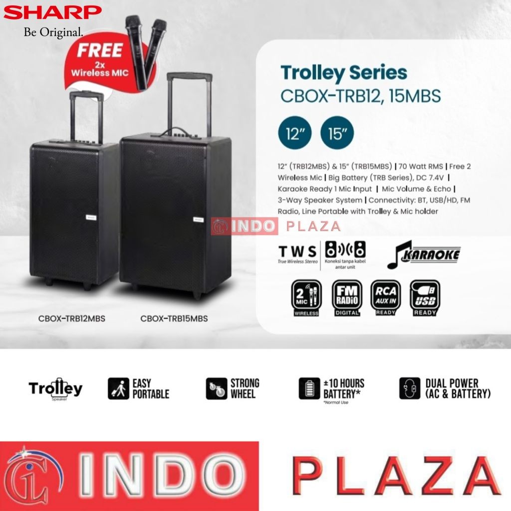 Jual SHARP TROLLEY SPEAKER / SPEAKER SHARP TROLI 12 INCH CBOX-TRB12MBS ...