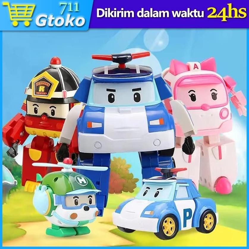 Jual Mainan Anak Action Figure Robocar Poli Robot Transformer Mobil ...