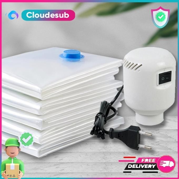 Jual SET KANTONG PLASTIK VACUM VAKUM VACUUM BAG BAJU PAKAIAN TRAVEL SET PUMP POMPA ELEKTRIK ...