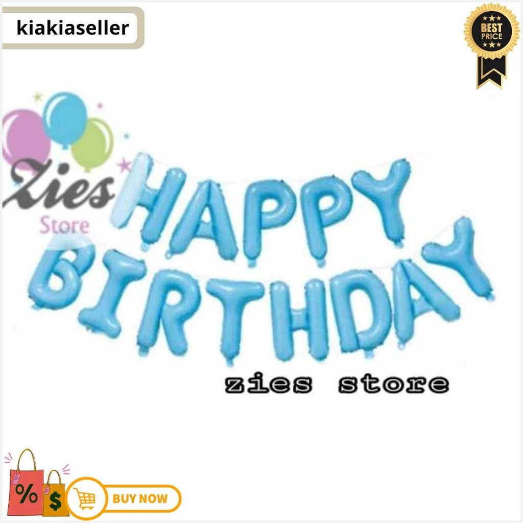 Jual Balon Foil Huruf Set Happy Birthday / Set Happy Birthday Biru Muda ...