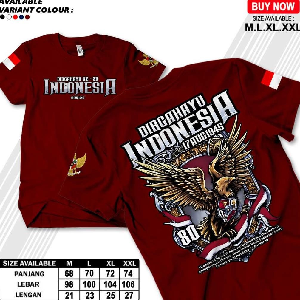 Jual It34 Kaos Kemerdekaan Indonesia "Indonesia" - Kaos Hut Ri 80/ Kaos Panitia Kemerdekaan ...