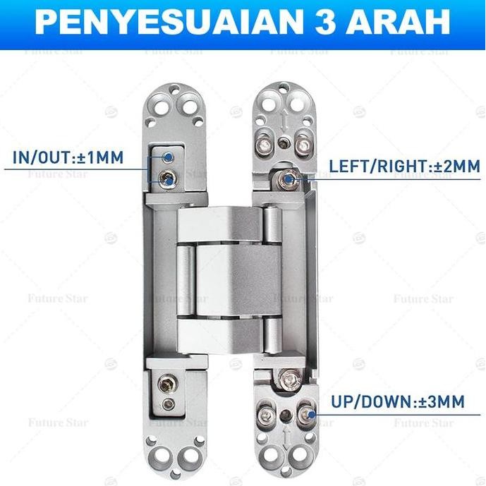 Jual Engsel Tanam Pintu Rumah Holder Adjustable Invisible Door Hinges ...