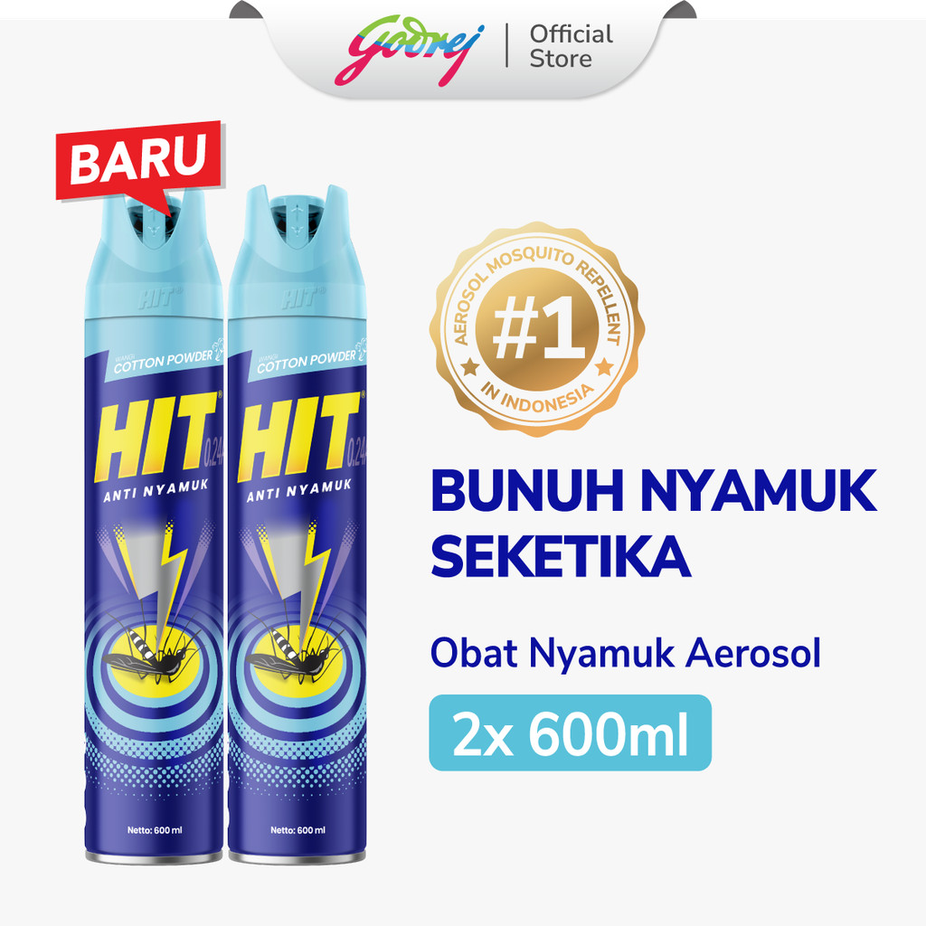 Jual Hit Aerosol Cotton Powder 600ml x2 - Obat Nyamuk - Bunuh Nyamuk ...