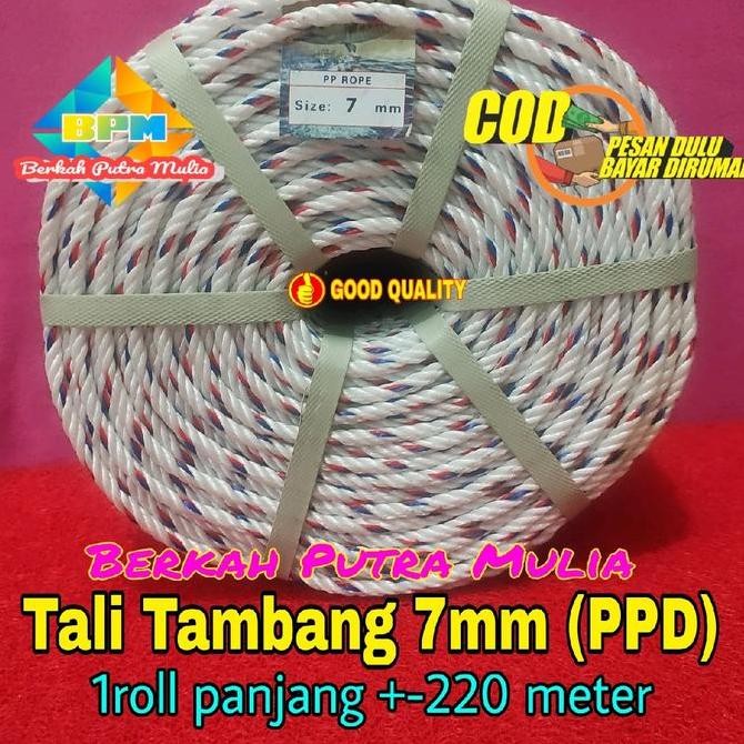 Jual Tali Tambang Ppd 7Mm 220 Meter/Tali Tambang Pengikat Barang Terpal ...