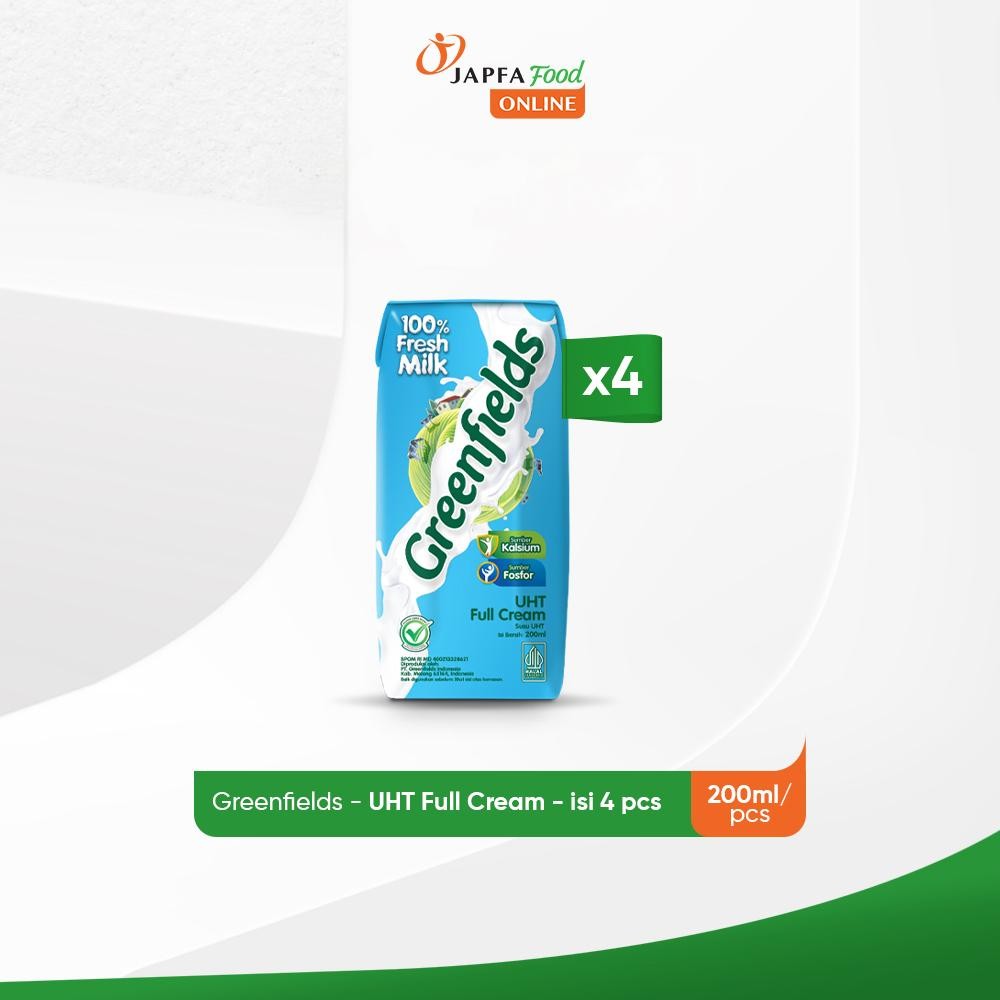 Jual Greenfields Susu UHT Full Cream 200 ml - isi 4 pcs -100% Fresh Milk dari Greenfields Farm ...