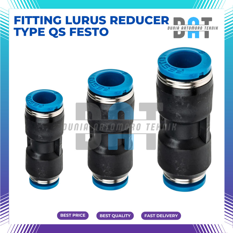 Jual QS-10-8 One Touch Fitting Reducer Lurus Slip Lock Socket Push In Connector Nipple Nepel ...