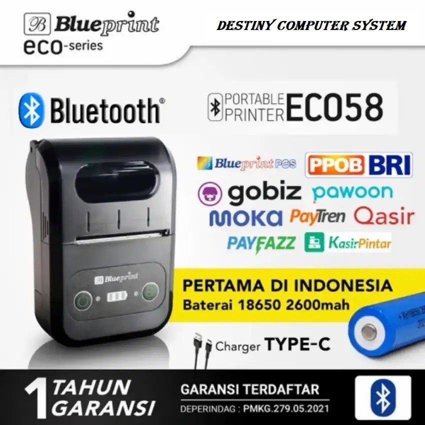 Jual Printer Portable Thermal Kasir Mini Bluetooth Blueprint ECO 58 ...