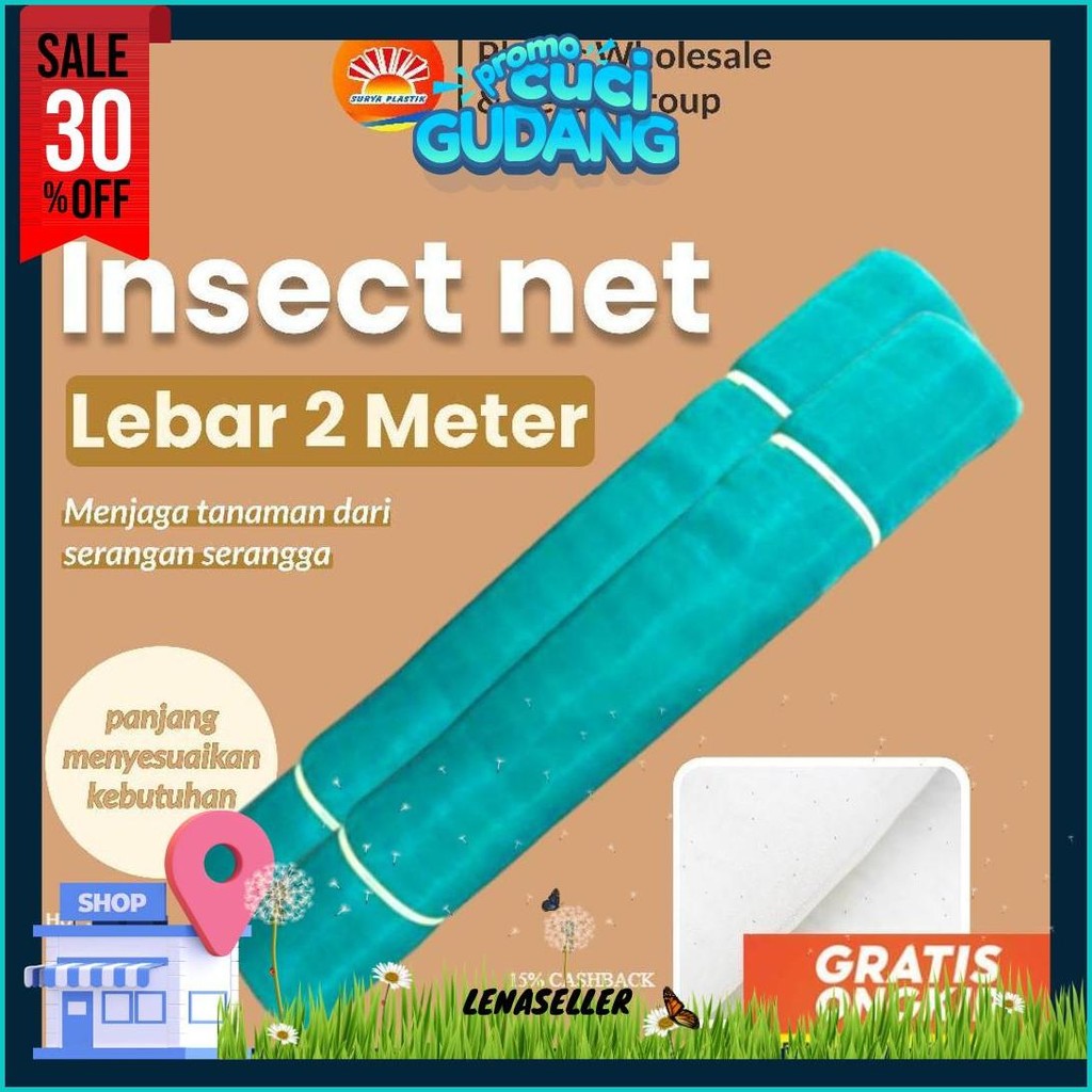Jual Jaring Insect Net Kasa Bsf Lebar 2 Meter ( Putih & Hijau ) Tanpa ...