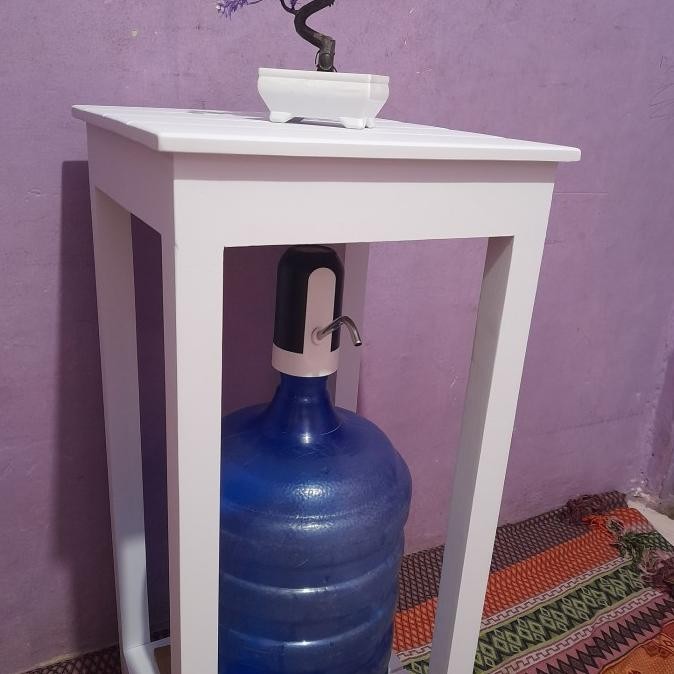 Jual meja dispenser kayu galon pake POMPA samping tempat tidur murah ...