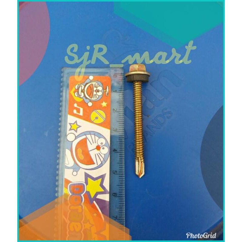 Jual Baut Roofing 5 Cm 8 Mili Mm / Skrup Sekrup Baja Ringan Spandek ...