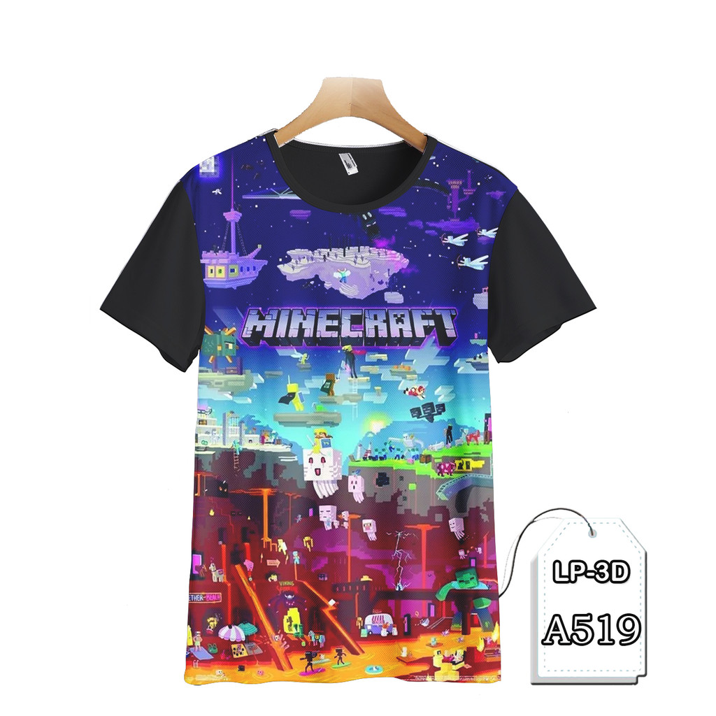 Jual Baju Minecraft Kaos Anak dan Dewasa Printing 3D LP3D-A519 Fashion ...