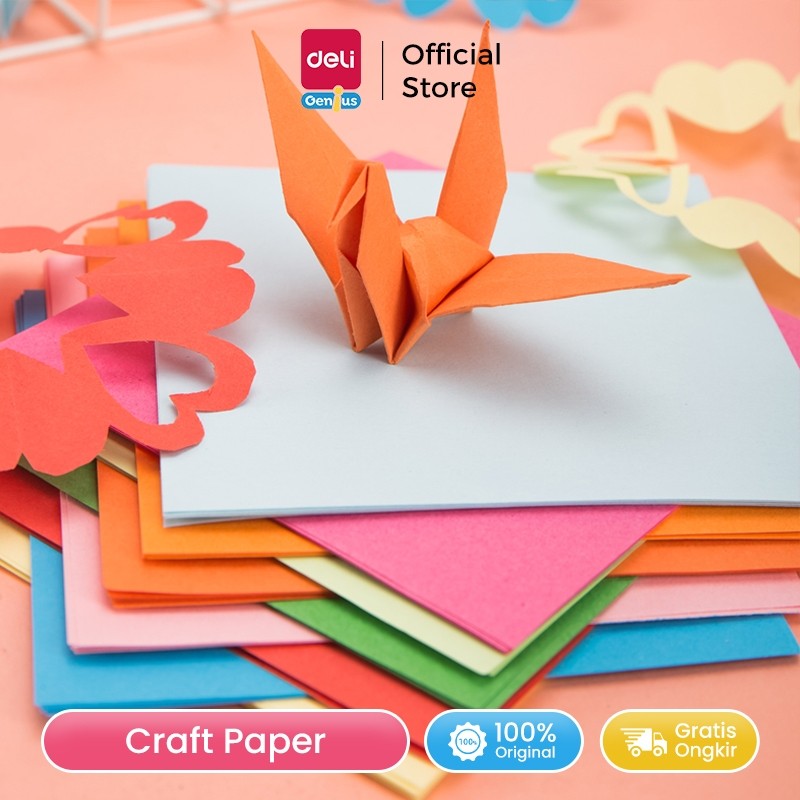 Jual Deli Genius Paper Craft / Origami Kertas Lipat 2 Sisi Persegi 100 ...