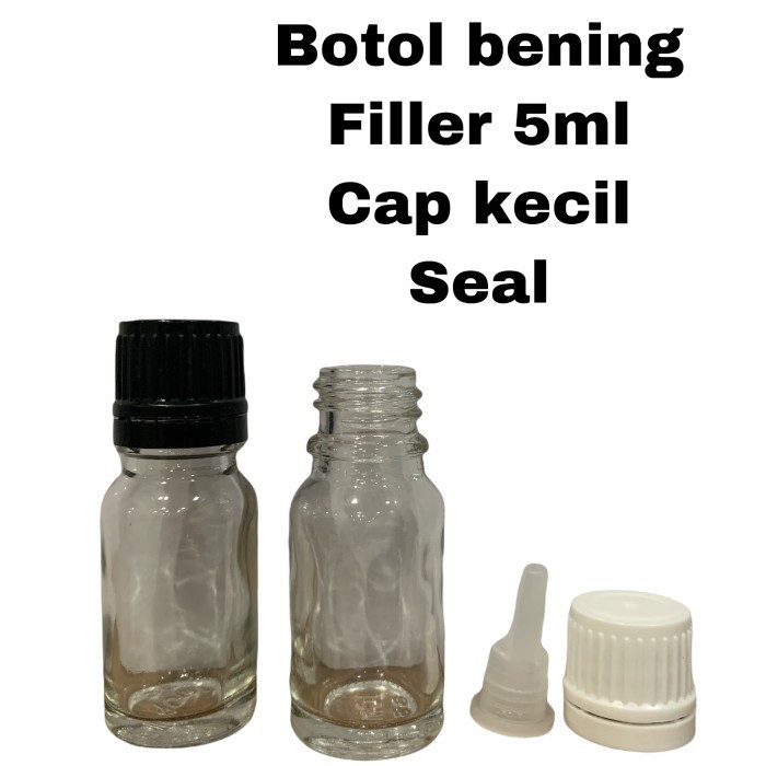 Jual Jual Botol filler 5ml BENING cap KECIL (seal) tutup hitam / putih ...