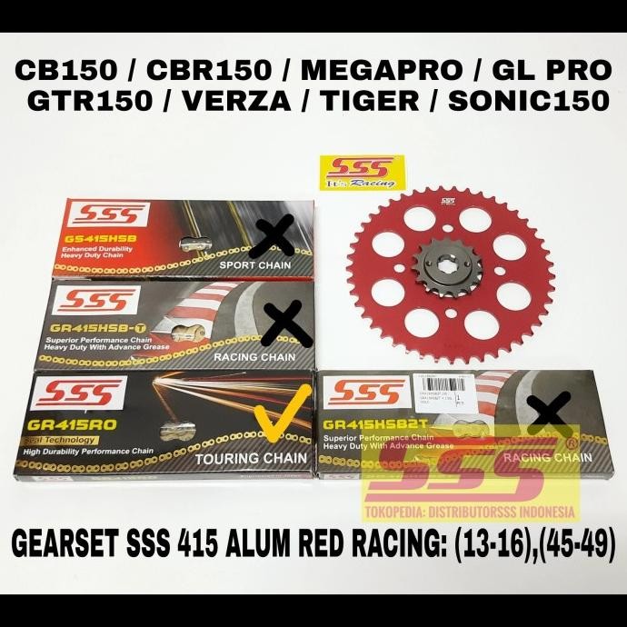 Jual Gearset Girset Sss Cbr150 Cb150 Tiger 415 Red Racing Rantai Ro ...