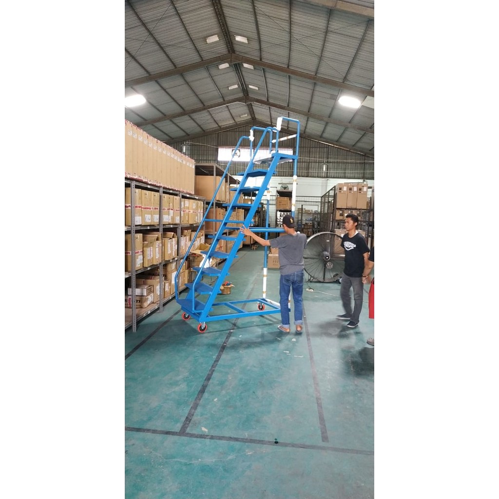 Jual Tangga Dorong Tinggi 3 Meter .Tangga Dorong Gudang dan Supermarket ...