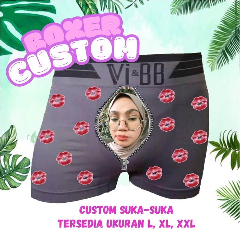 Jual (KEMAS BOX) BOXER CUSTOM RESLETING FOTO UNIK CELANA DALAM LUCU ...