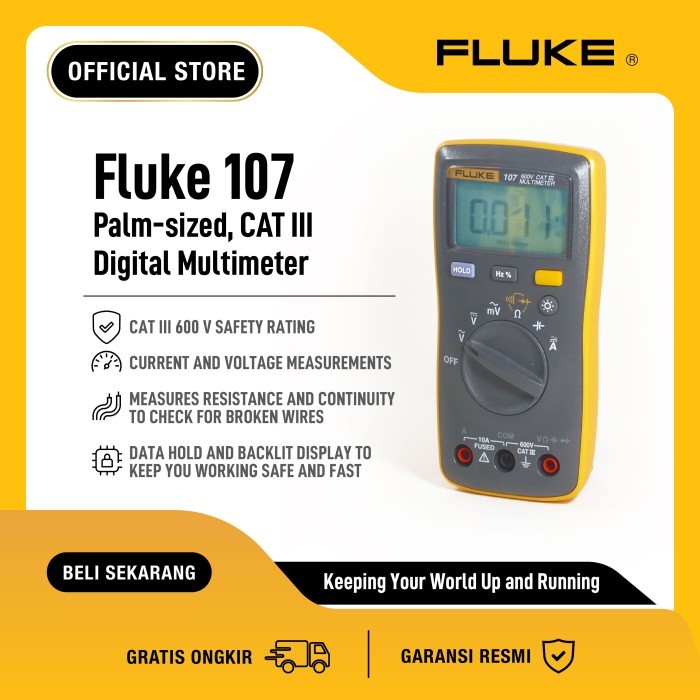 Jual Fluke 107 Palm-Sized Digital Multimeter Cat Iii 600V | Shopee ...