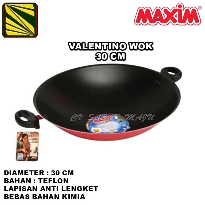 Jual Maxim Valentino Wok Wajan Teflon Anti Lengket Ukuran 30Cm Dan 36 ...