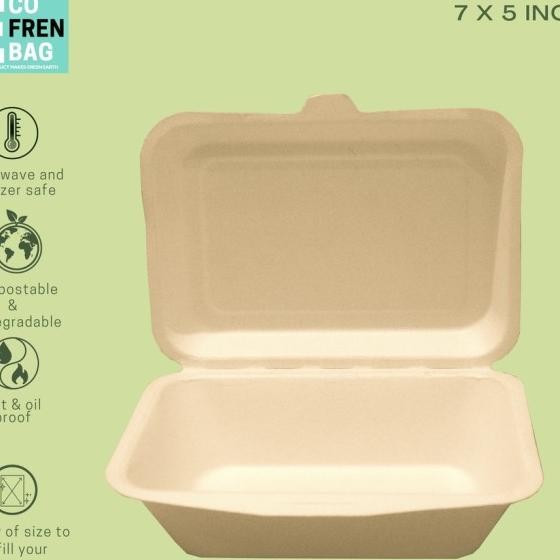 Jual Ecofrenbag Fda Approved Lunch Box Bagasse Ramah Lingkungan Basic ...