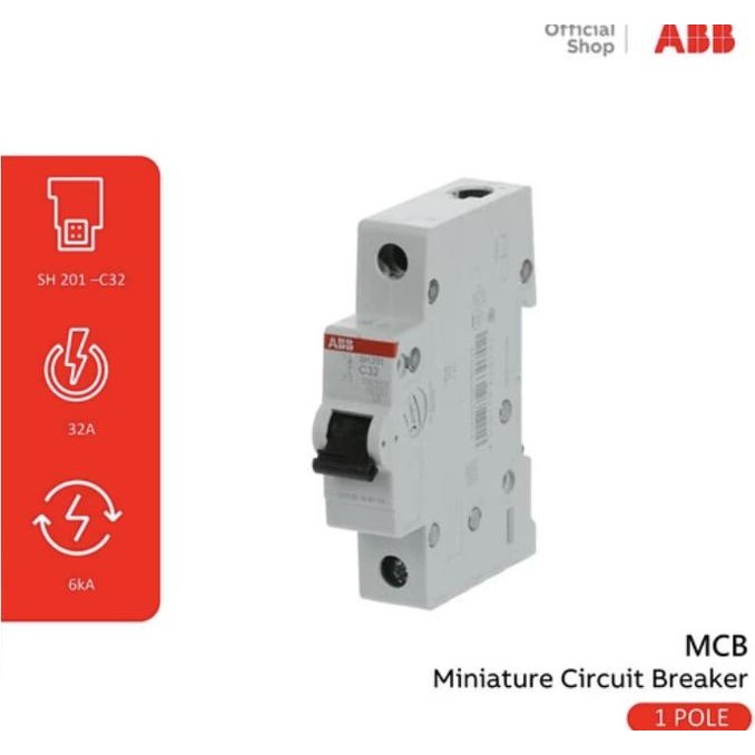 Jual Mcb 1P Abb Sh201 32A Mcb Abb Sh201 C32 6Ka / Mcb Abb Sh201 32A 1P 32A 1 Phase 6Ka Original ...