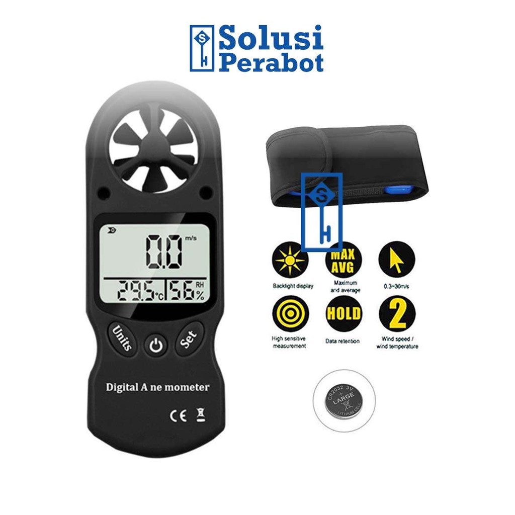Jual Wind Digital Anemometer AH92 SP / Kecepatan Pengukur Angin Mini ...