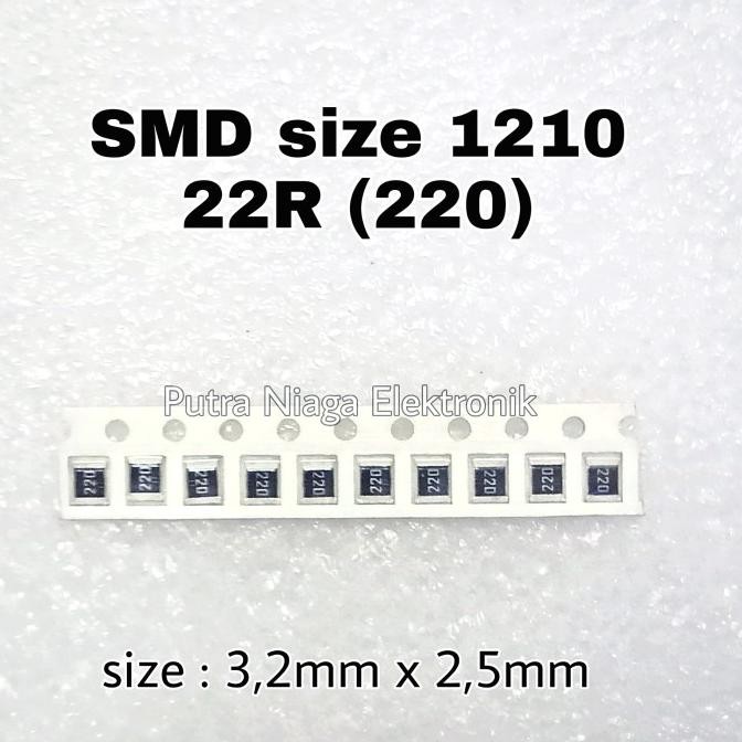 Jual (10) Resistor SMD 1210 22R 1/2W 22ohm 22 Ohm Dimensi 3,2mm x 2,5mm ...