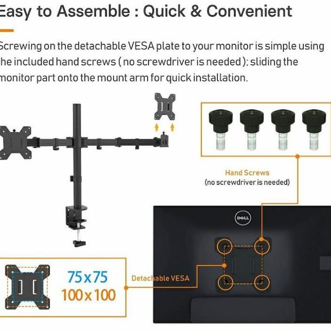 Jual Bracket Jepit Double Lcd Dual Monitor Arm Mount Desk Stand - Clamp ...
