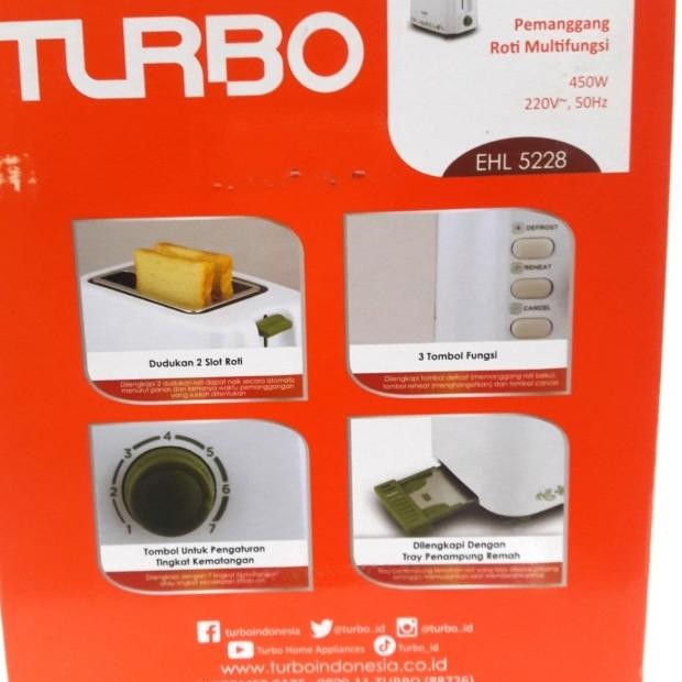 Jual Turbo Pop Up Toaster Ehl5228 Pemanggang Roti Serba Guna Low Watt ...