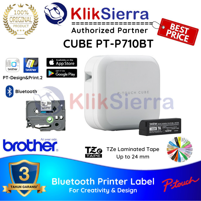 Jual BROTHER PT-P710BT PTouch Cube Printer Label Portable Bluetooth ...
