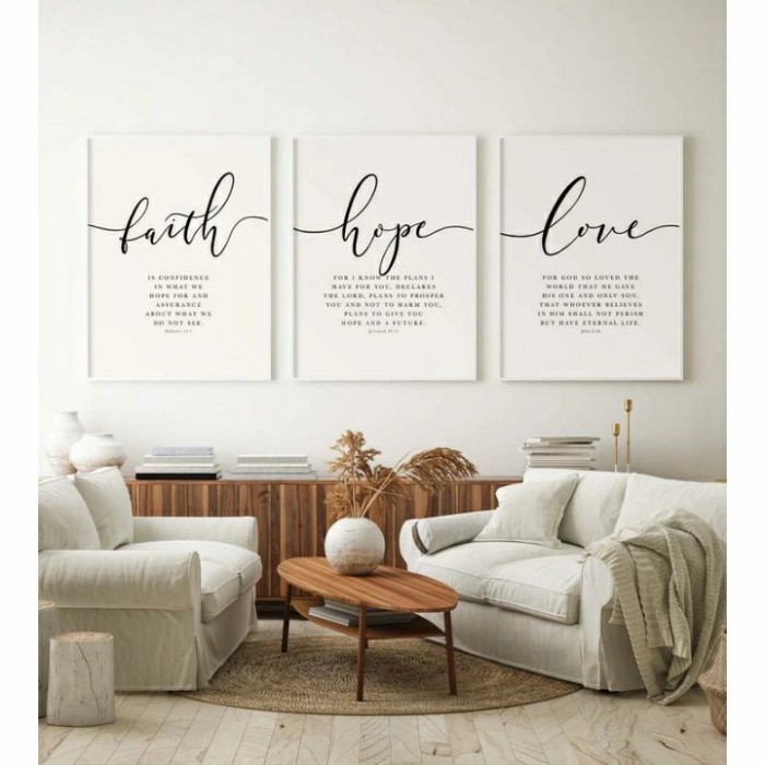 Jual Paket Hiasan dinding Rohani Kristen Katolik Faith Hope Love ...